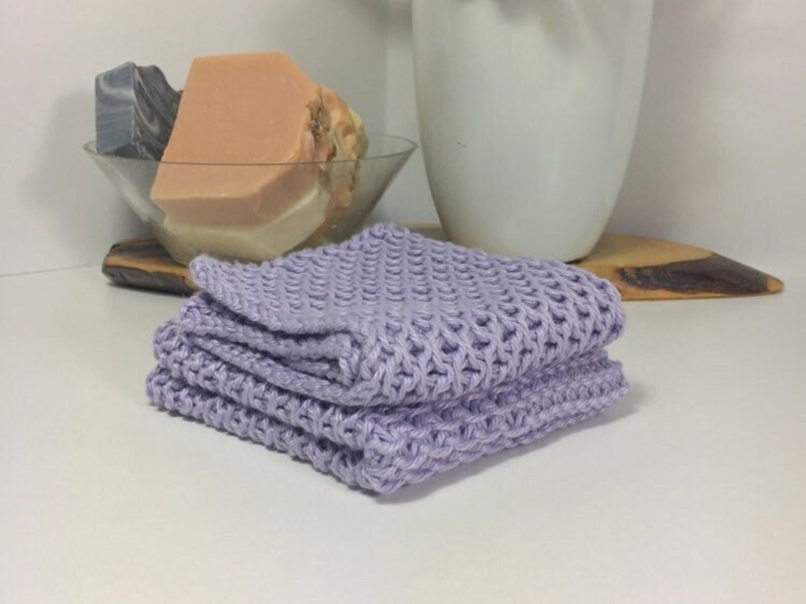 Hand Knit Cotton Washcloth / Pima Cotton Washcloth / Luxury Washcloth ...