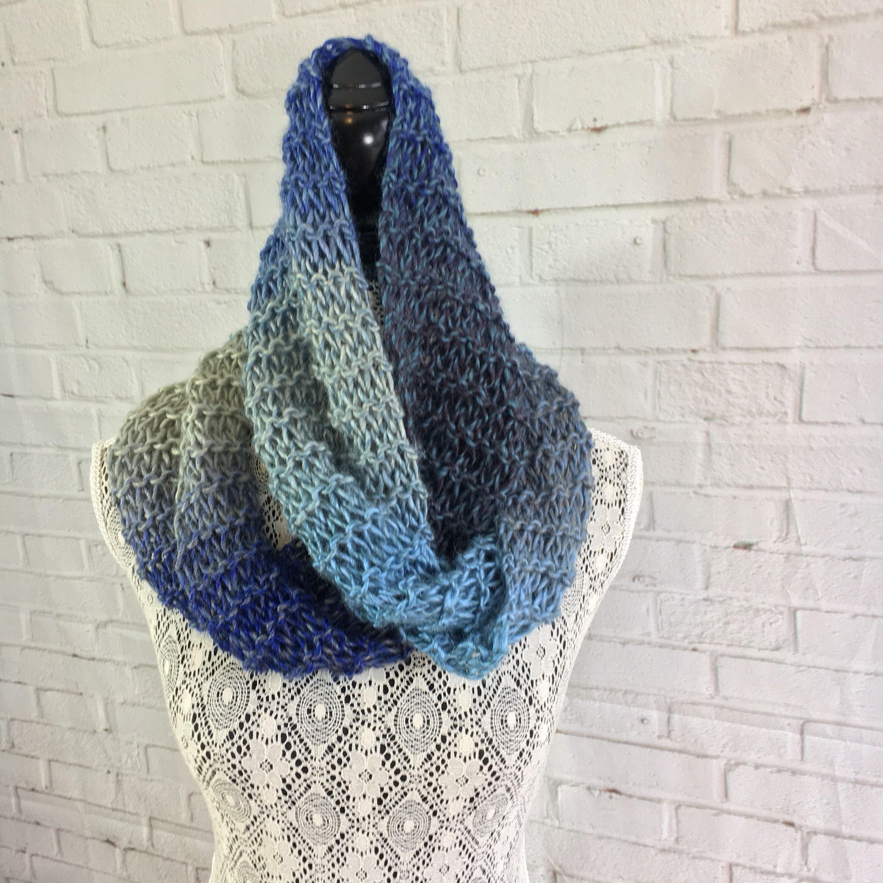 Hand knit infinity scarf / wool scarf / gift for her / ready to ship ...