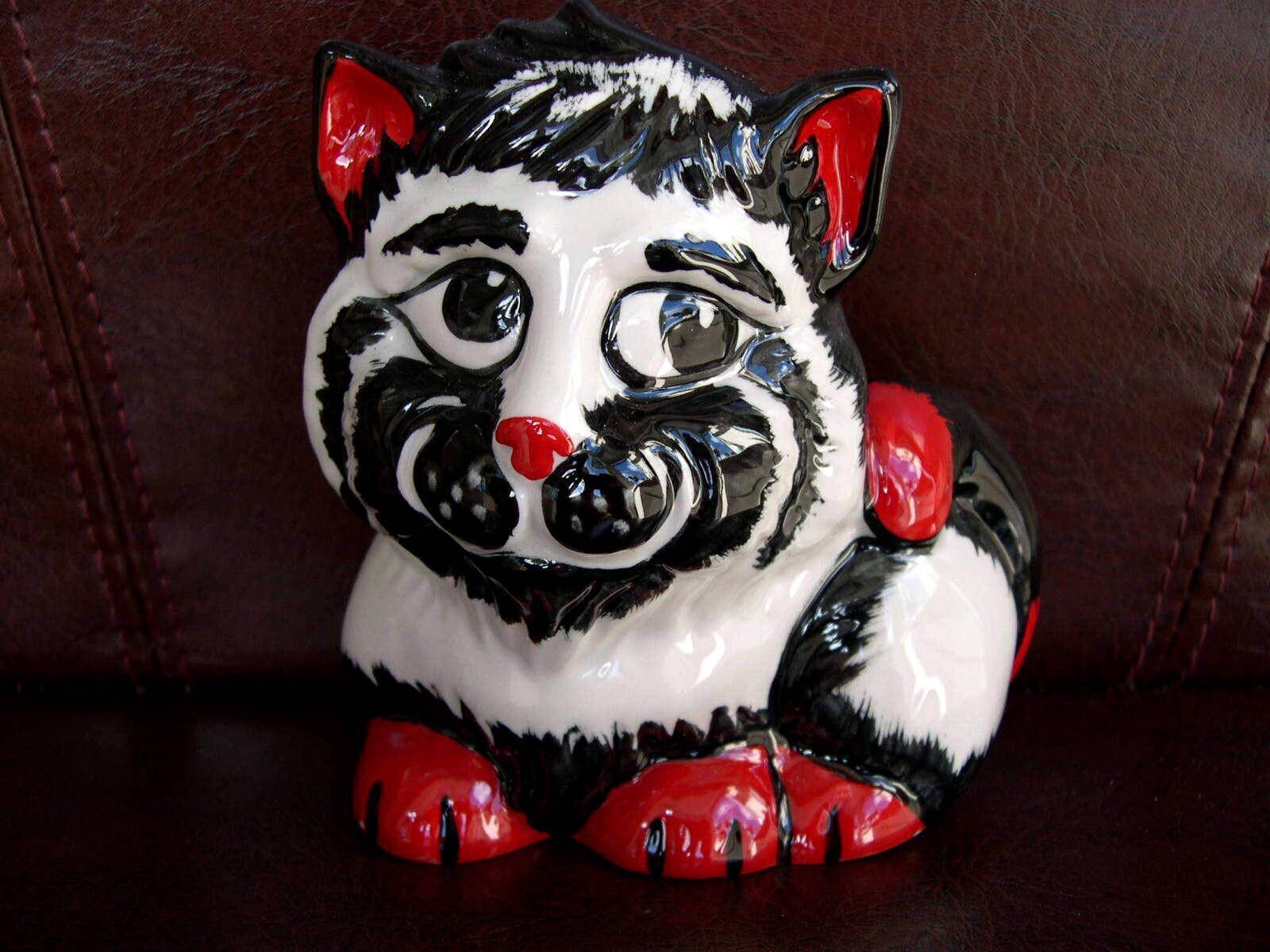 Lorna Bailey Cat Charlie Charles Fat Cat Black White and Red Signed as ...