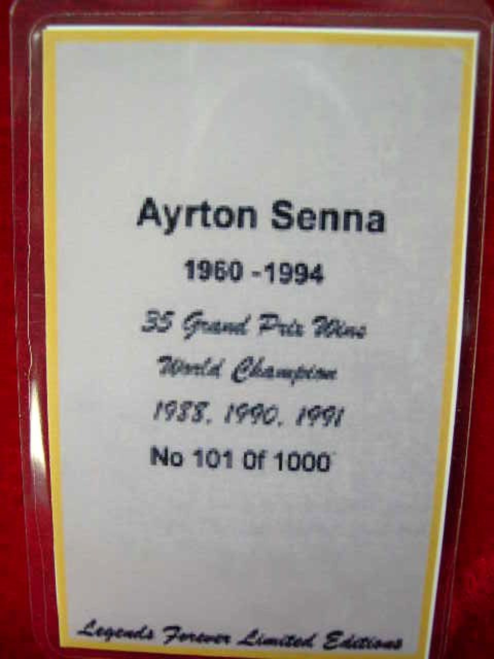 Ayrton Senna Limited Edition Figurine by LEGENDS FOREVER Formula 1 F1 ...