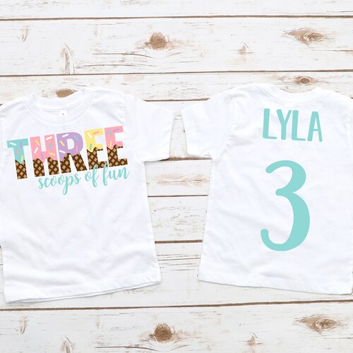 Three Scoops of Fun Ice Cream 3rd Birthday Shirt 3rd Birthday - Etsy