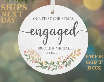 Personalized First Christmas Engaged Ornament Custom Engagement ...