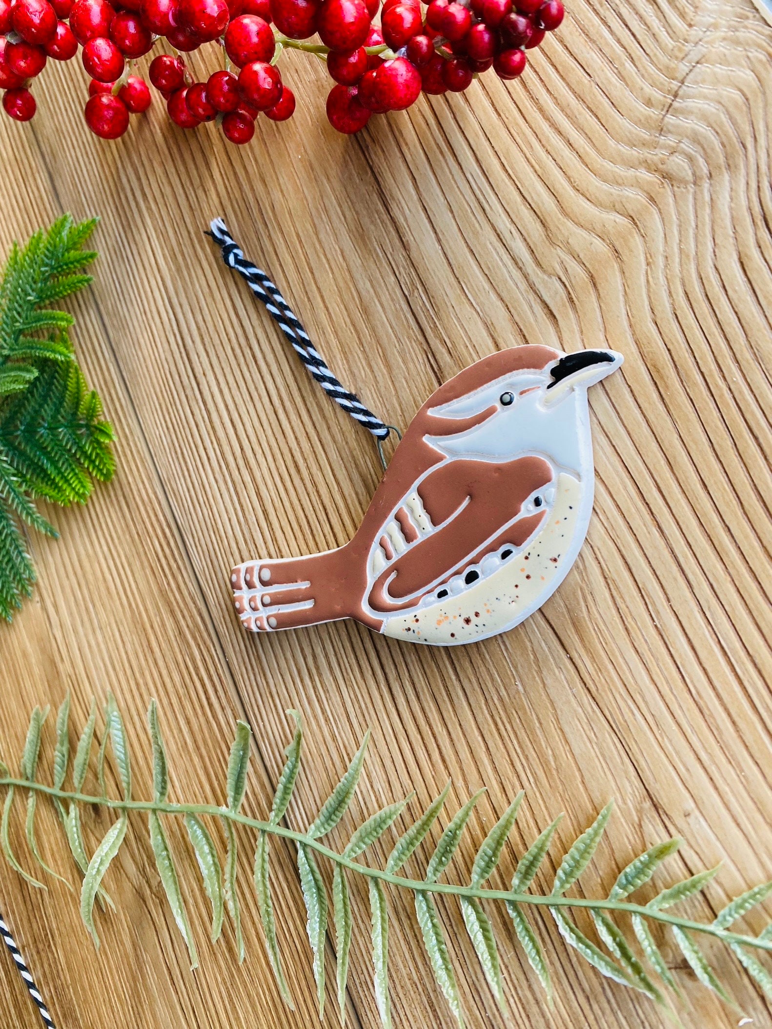 Handmade Ceramic Carolina Wren Ornament - Etsy