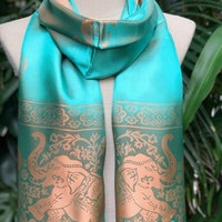 Thai Silk Scarf, Elegant Soft Silk Shawl, Handwoven Laos Pattern ...