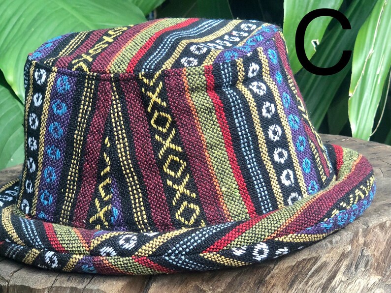 Cotton Boho Roll Brim Hat Aztec Hat Hippie Style Woven - Etsy