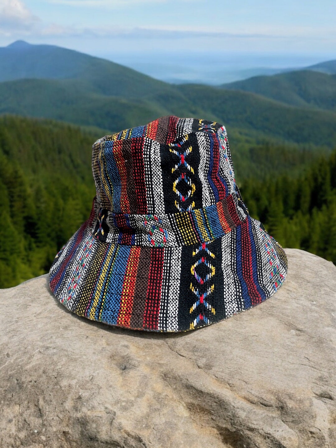 Aztec Native Hat Tribal Bucket Hat Southwestern Hippie Bohemian Style ...