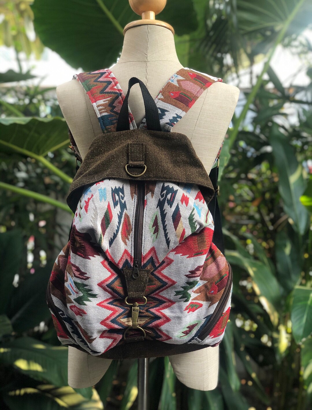 Tribal Aztec Backpack Nepali Baja Cotton Drug Rug Student School ...