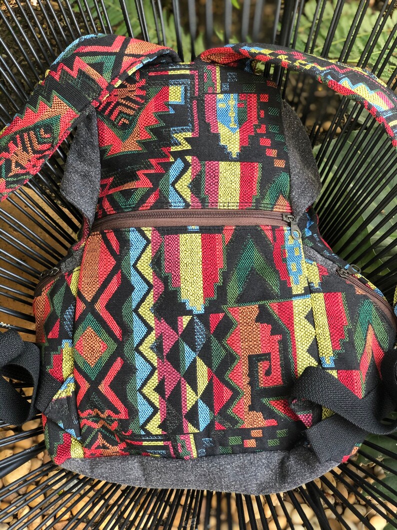 Tribal Pattern Backpack, Boho Aztec Style, Handmade Cotton - Etsy