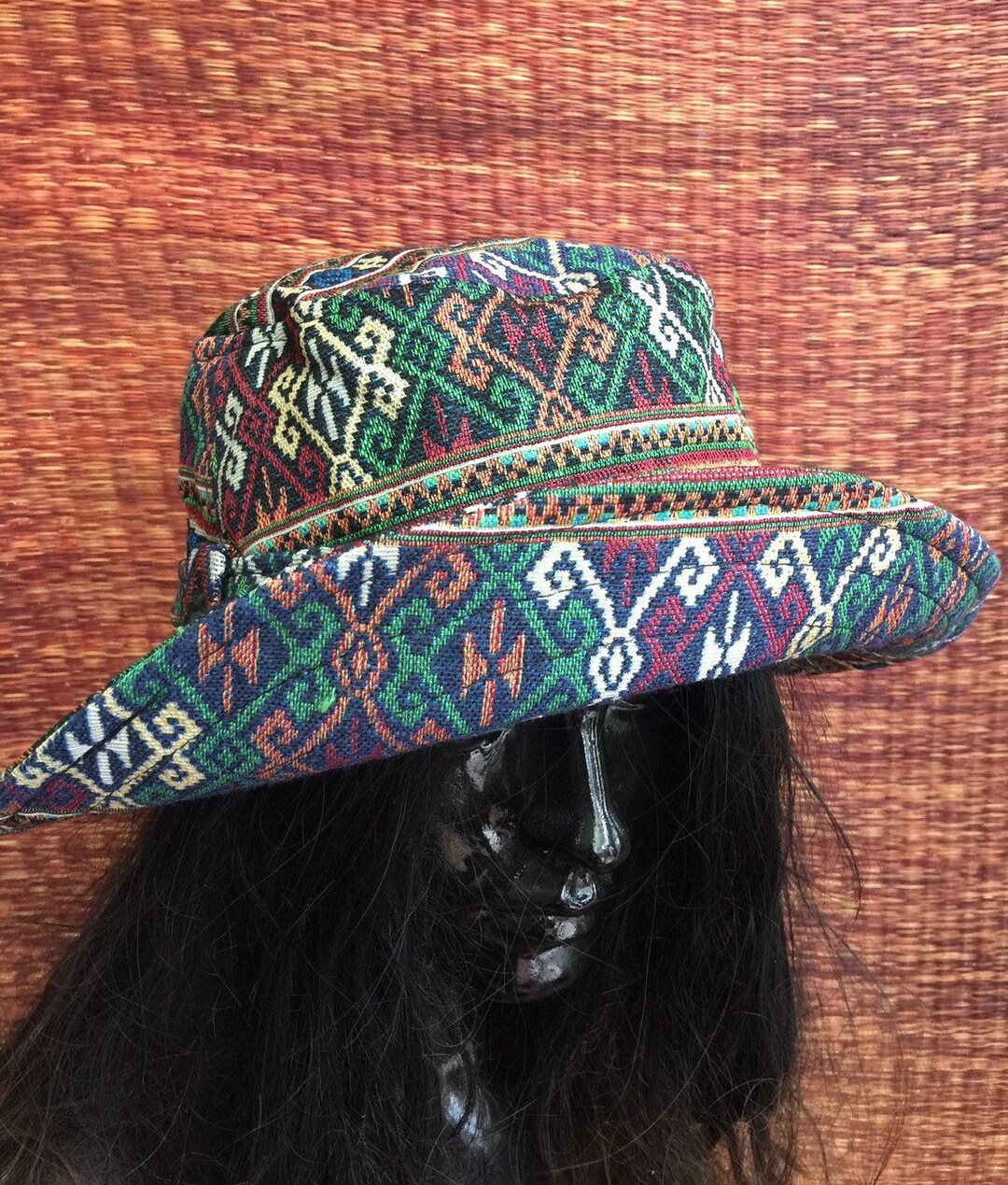 Bucket Hat Sun Hat Tribal Aztec Ikat Style Funky Boho Hippie Hipster ...
