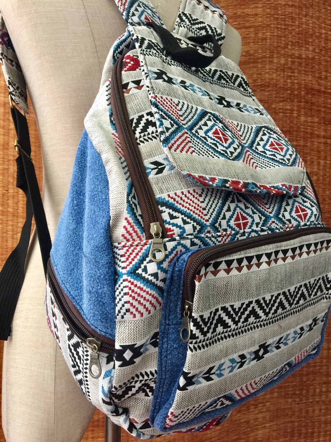 Aztec Tribal Backpack Boho Hippie Geometric Pattern School | Etsy