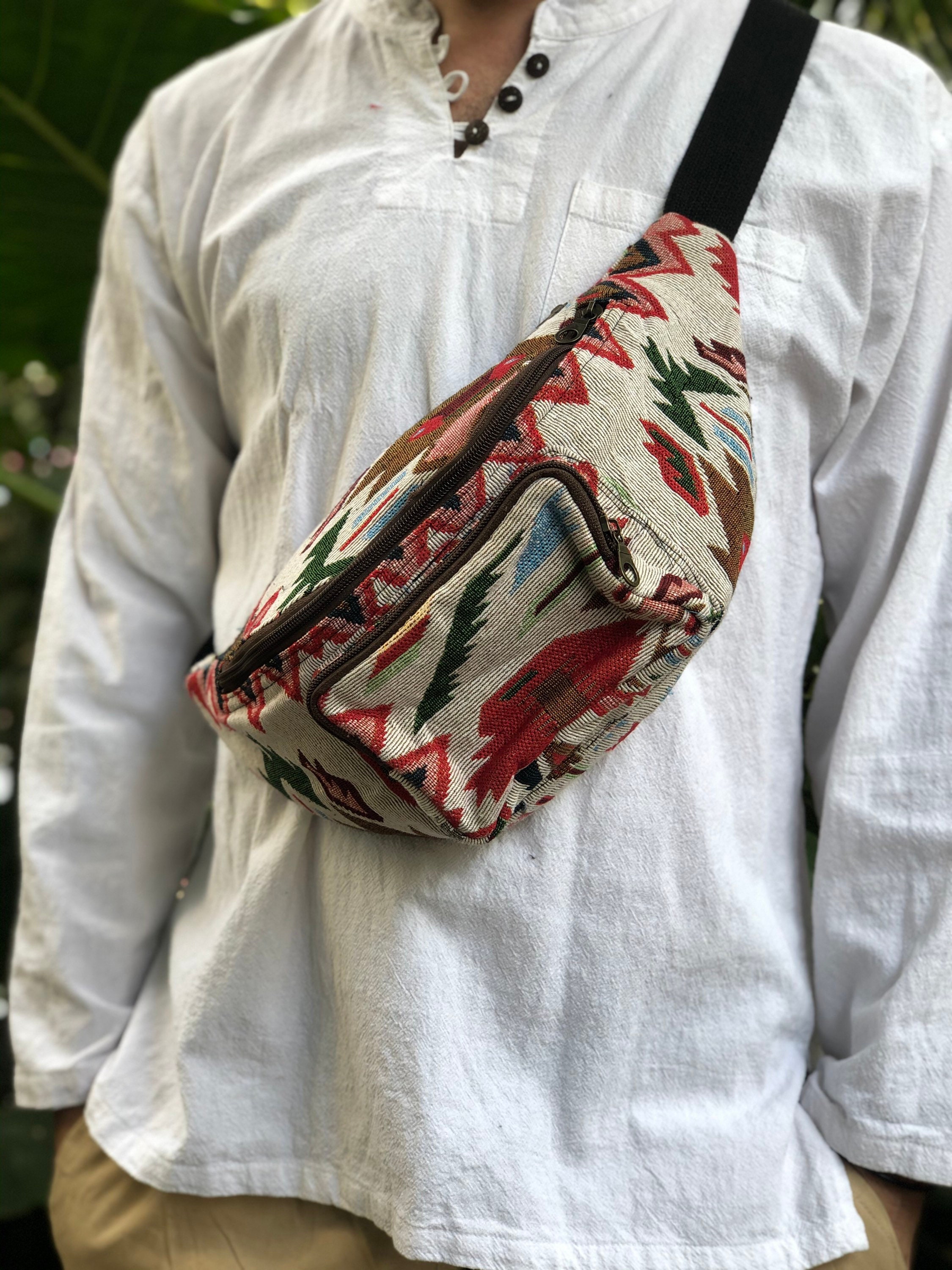 Boho Fanny pack Hippie Festival Hip purse Natural Cotton | Etsy
