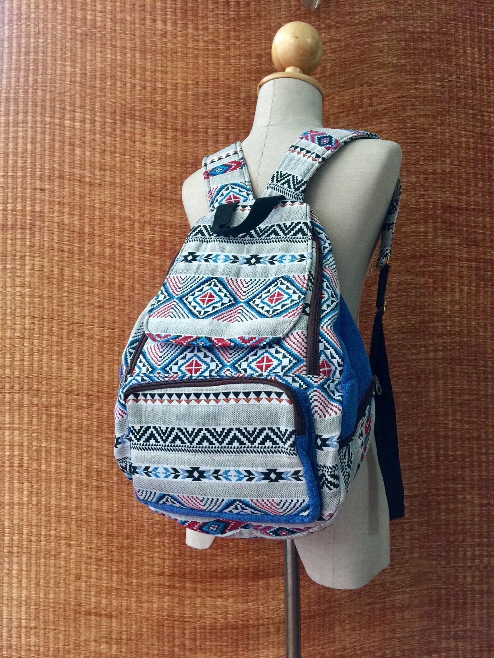 Aztec Tribal Backpack Boho Hippie Geometric Pattern School | Etsy