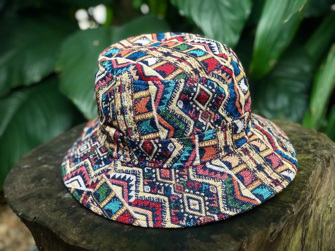 Ethnic Bucket Hat Boho Style Tribal Bohemian Ikat Aztec Design Hipster ...