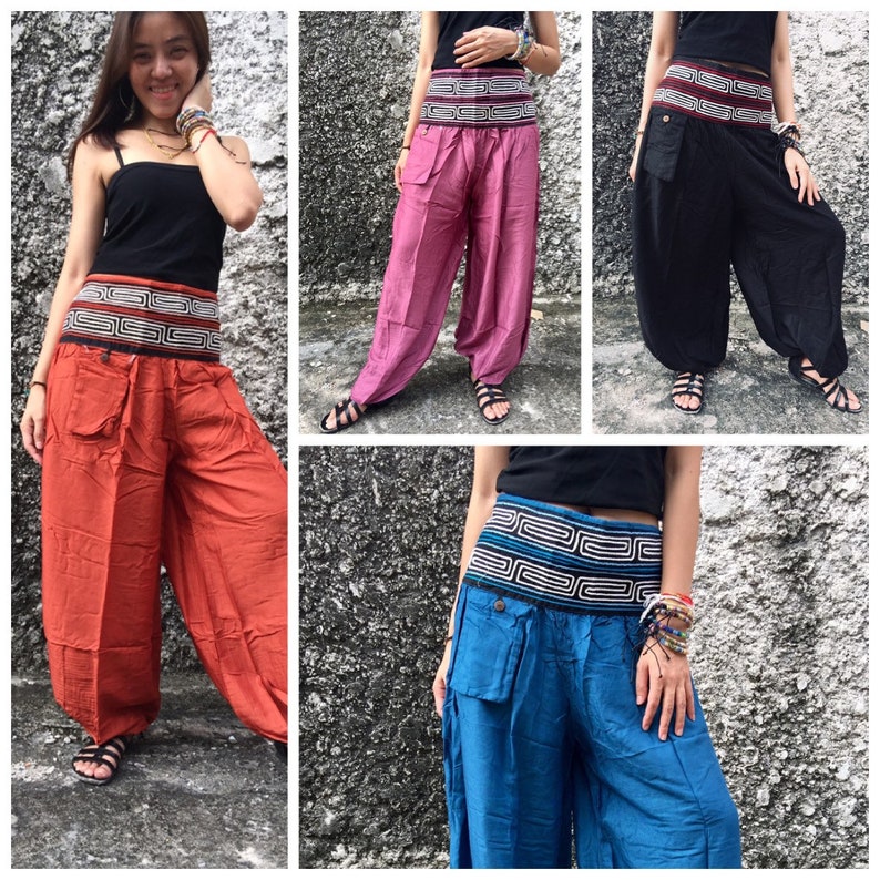 Rayon Harem Pants: Women's Boho Yoga Trousers With Elastic Waist - Etsy