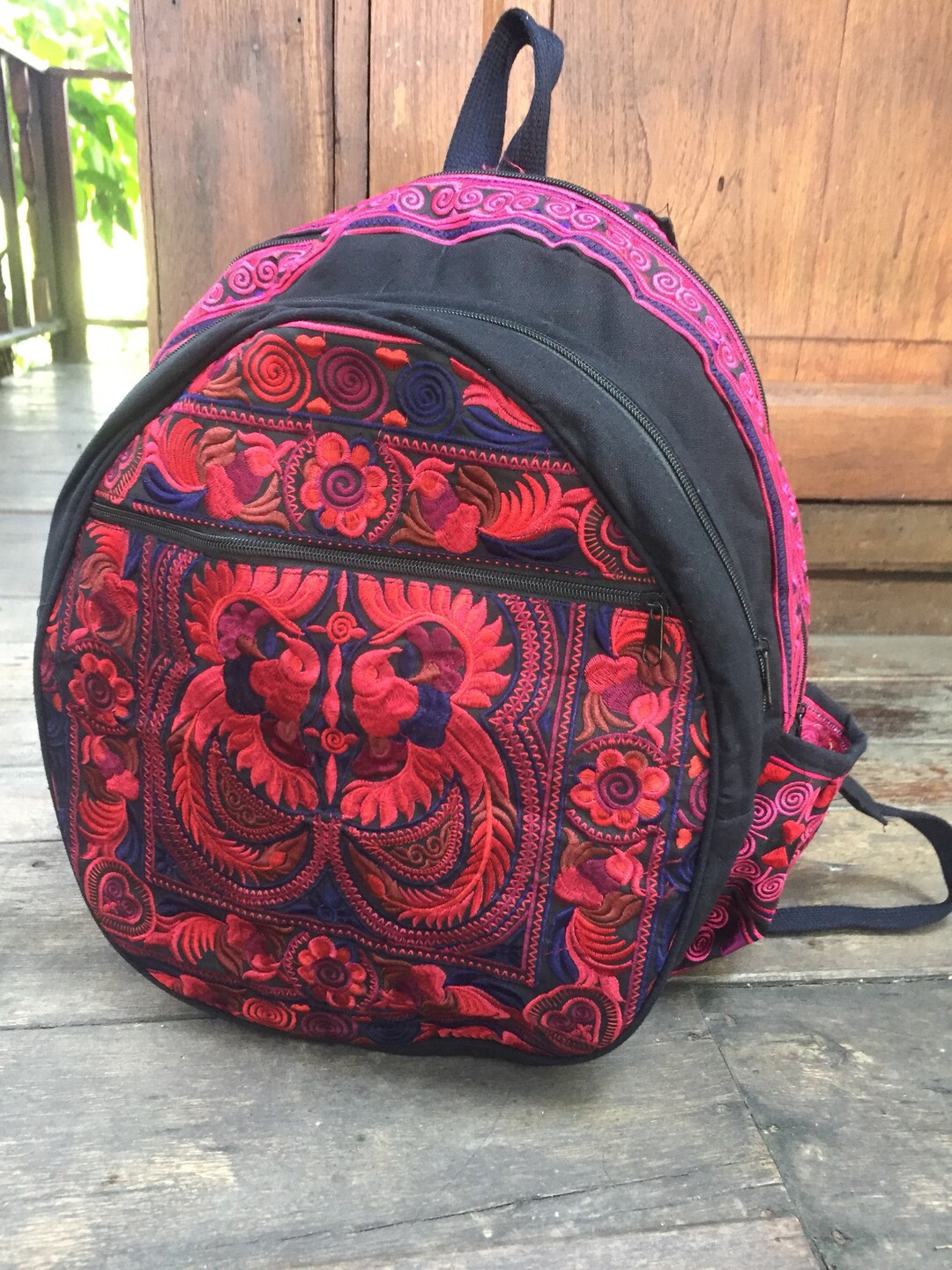 Backpack Tribal Embroidery Bohemian Hippie Retro Hmong Flower Hmong ...