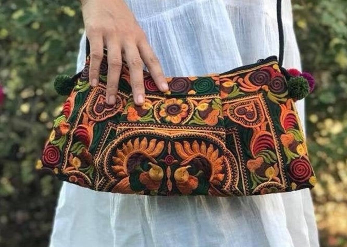 Embroidered Florals Boho Clutch Festival Purse Crossbody Bag Bohemian ...