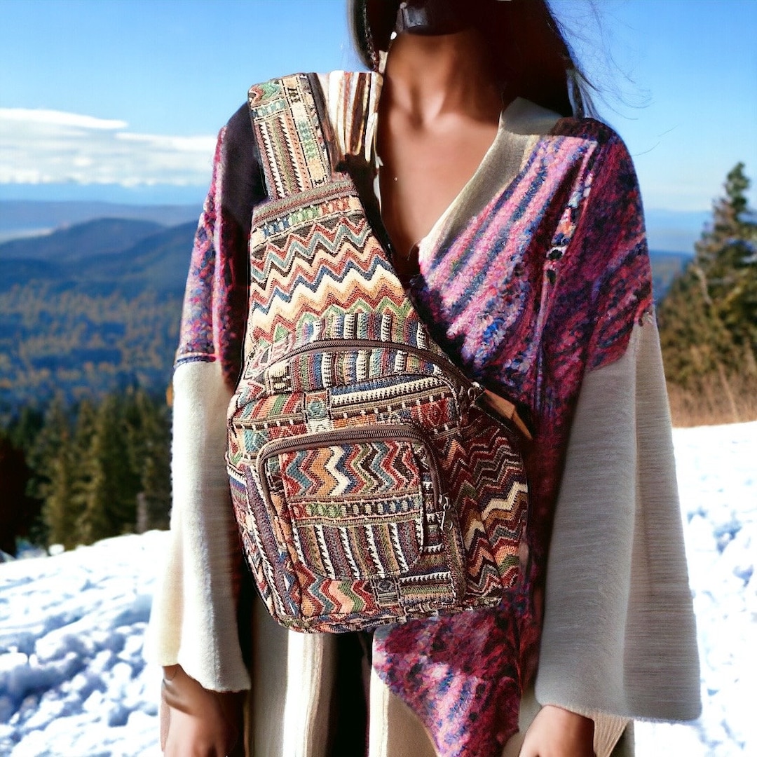 Cotton Sling Chest Bag Festival Boho Woven Bag Backpack Men Women ...