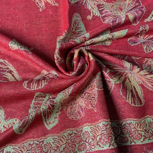 Butterfly Gold Thread Boho Pashmina Scarf Pashmina MAXIMALIST Red ...