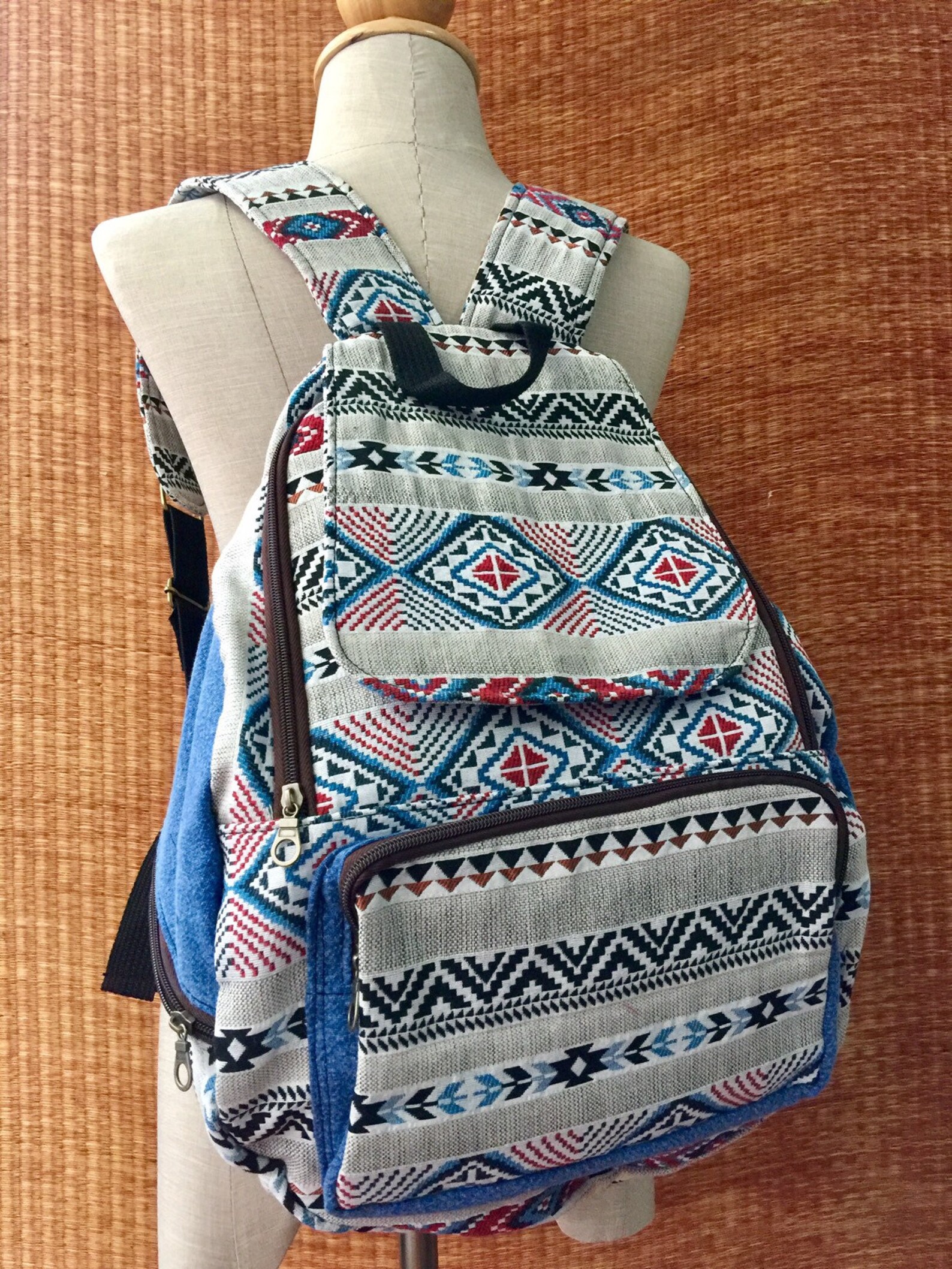 Aztec Tribal Backpack Boho Hippie Geometric Pattern School | Etsy