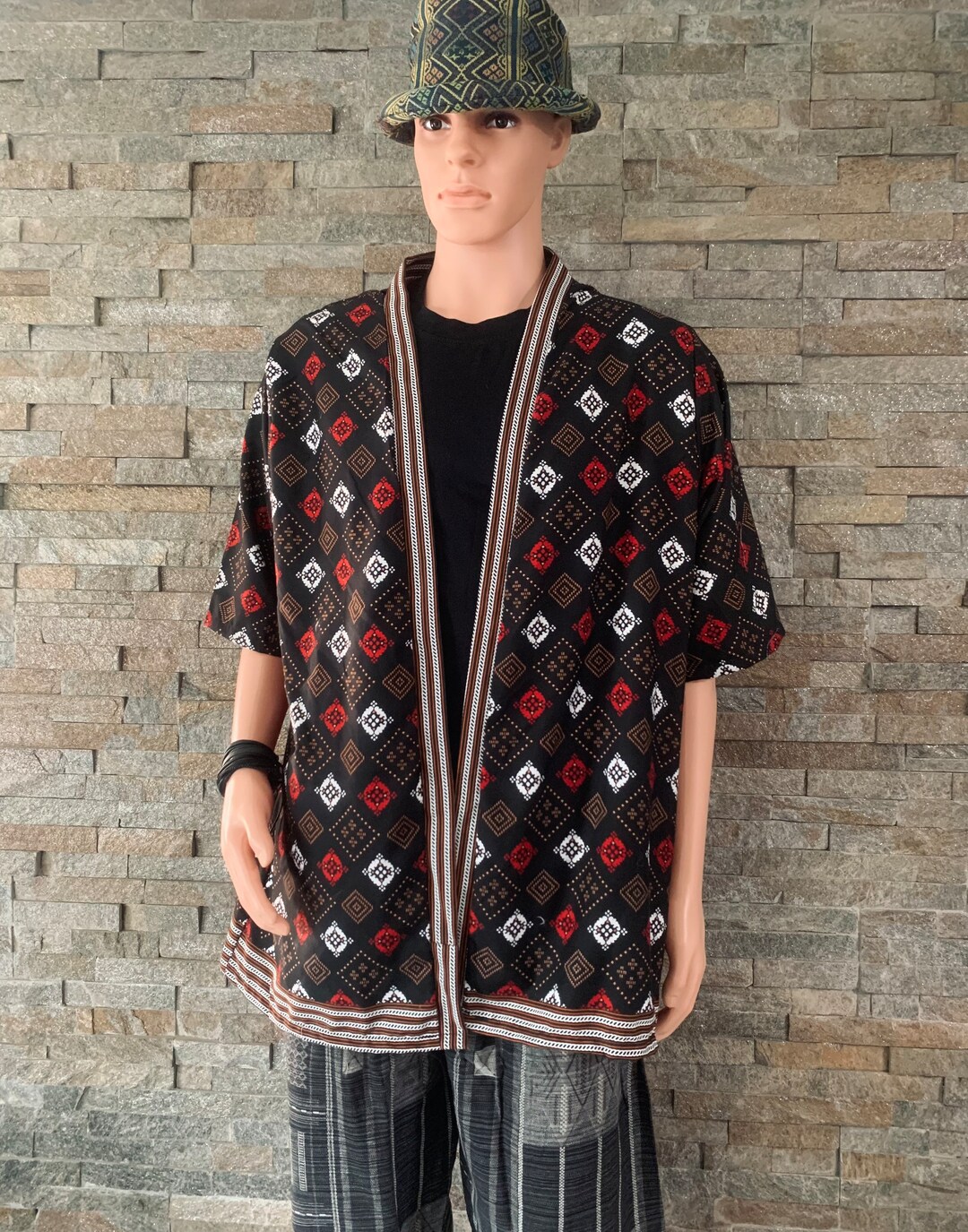 Ethnic Pattern Batik Kimono Cardigan Bali Unique Boho Style Loungewear ...