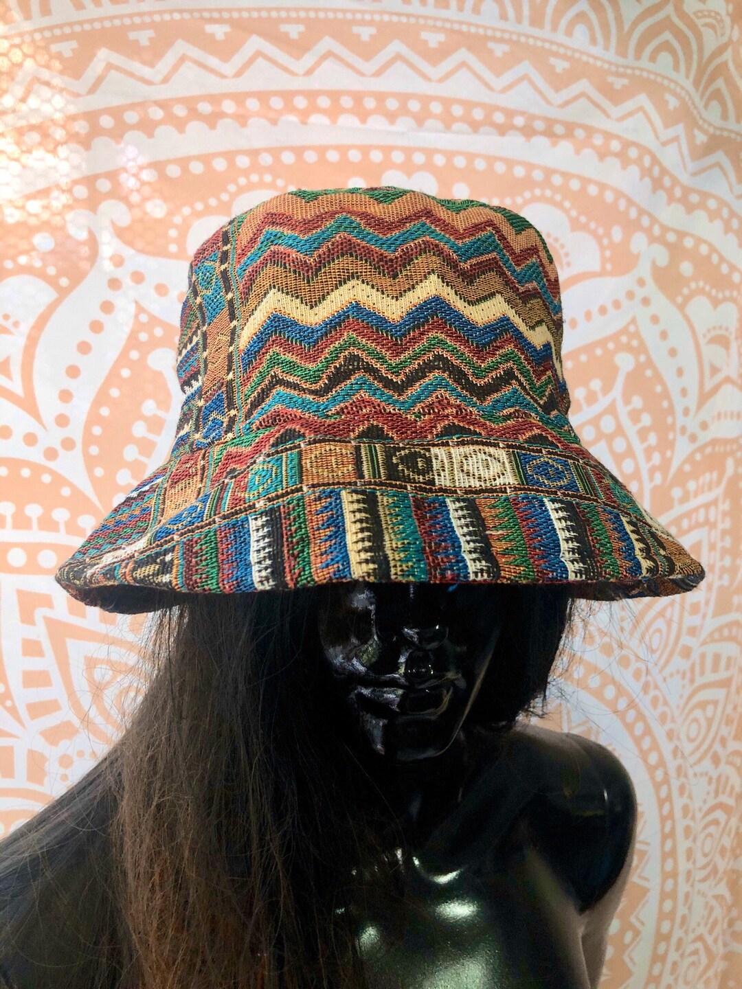 Tribal Hat Drug Rug Woven Hat Aztec Ikat Style Boho Hippie - Etsy
