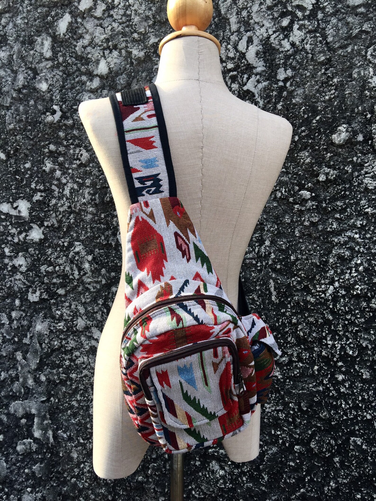 Aztec Ikat Sling Bag Backpack Ethnic Woven Men Women Hippie - Etsy