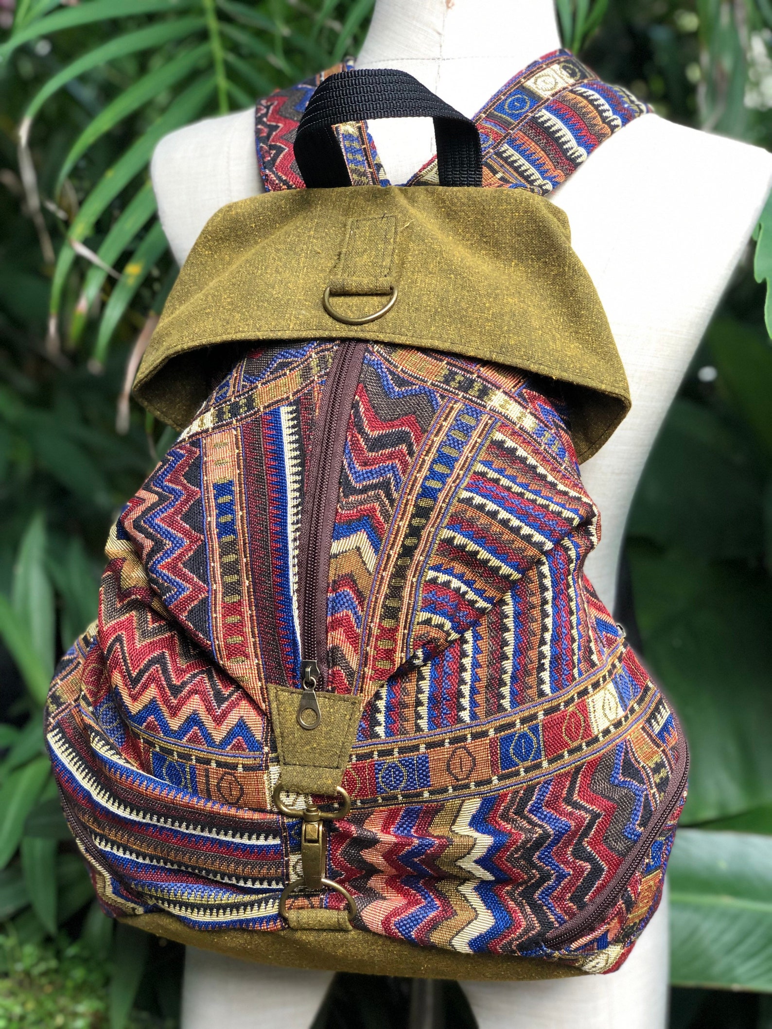 Tribal Woven Backpack Boho Aztec Hippie Southwestern Baja Pattern Style ...