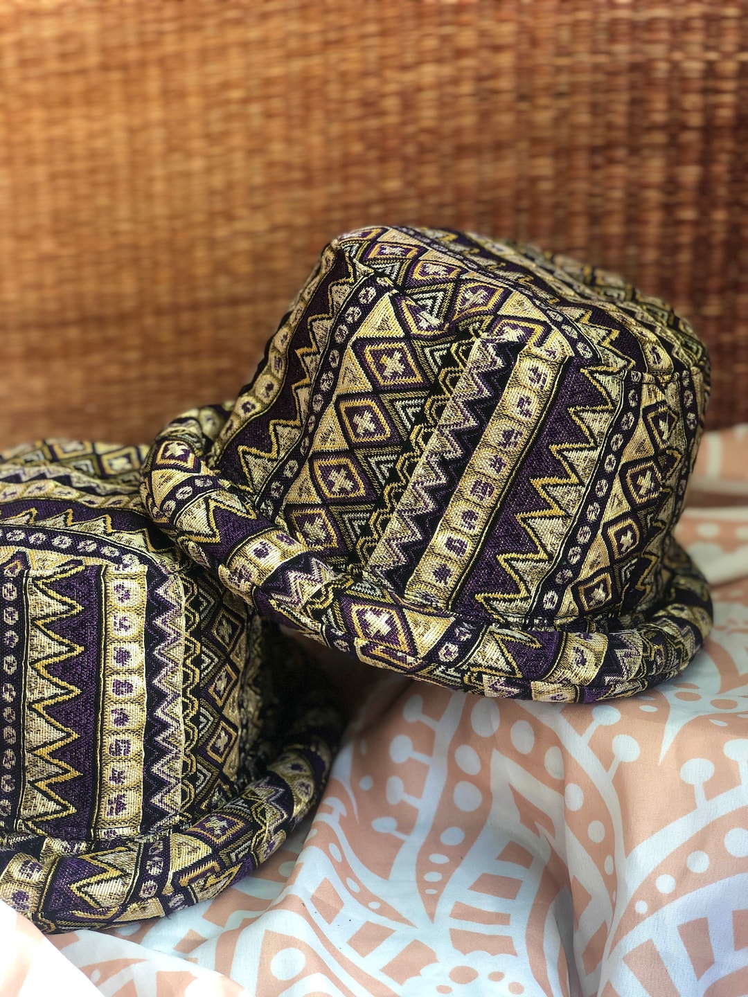 Ethnic Bucket Hat Boho Style Tribal Bohemian Ikat Hippie Design Hipster ...