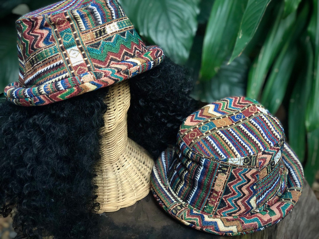 Navajo Hippie Bucket Hat Boho Roll Brim Southwestern Bohemian Ethnic ...