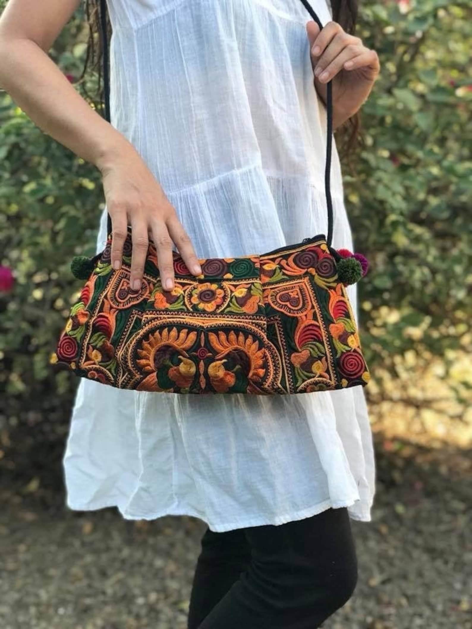 Embroidered Florals Boho Clutch Festival Purse Crossbody Bag Bohemian ...