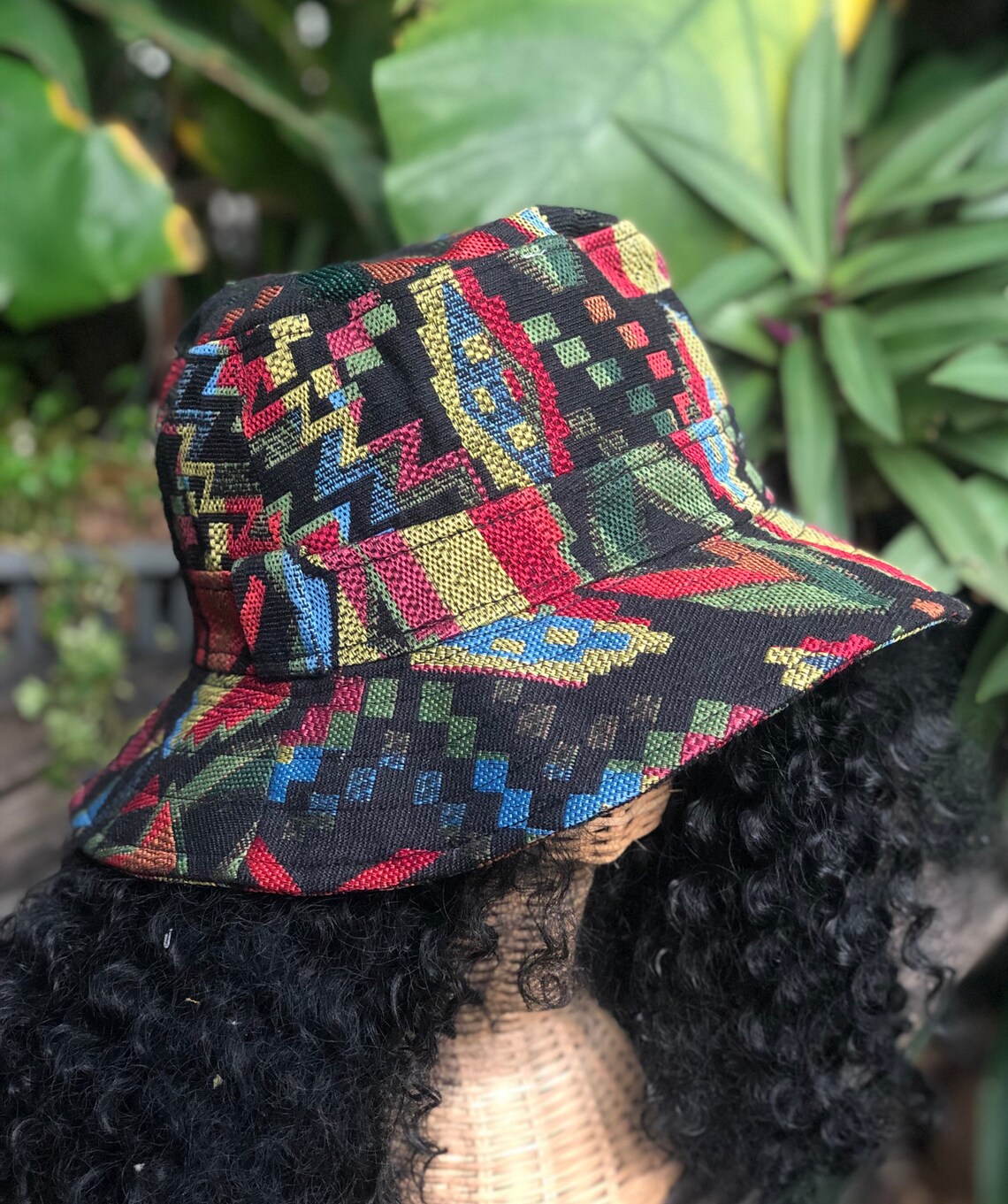 Geometric Bucket Hat Cotton Woven Hat Aztec Ikat Style Boho - Etsy