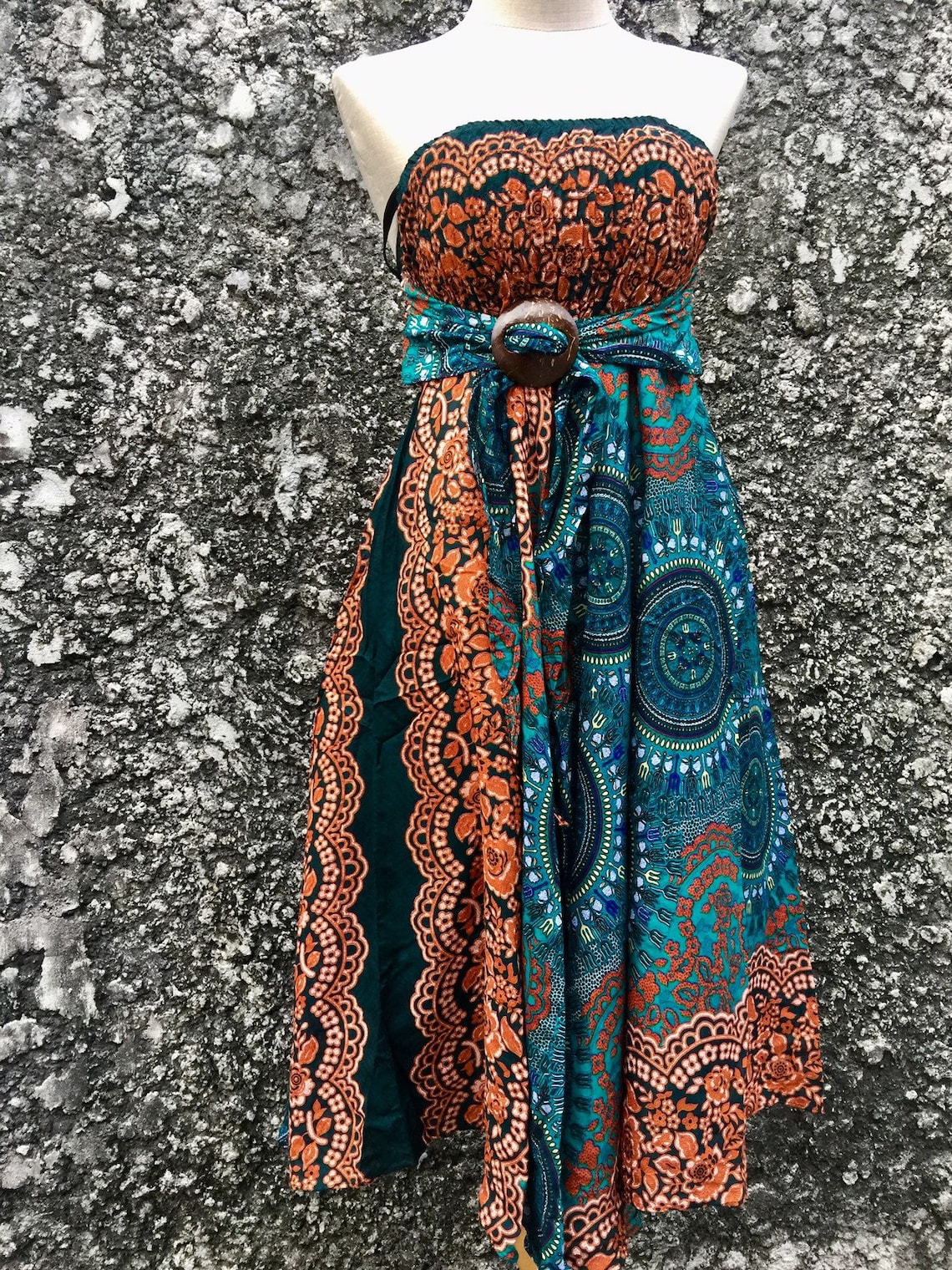 Hippie Maxi Skirt Dress Boho Gypsy Bohemian Chic Style Coconut Buckle ...