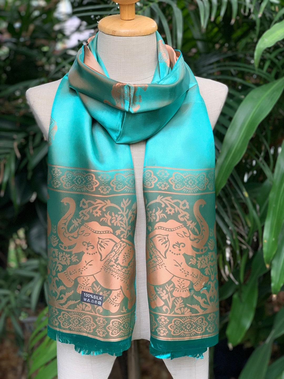 Silk Scarf Shawl Boho Elephant Design Headband Turban Gift Idea ...