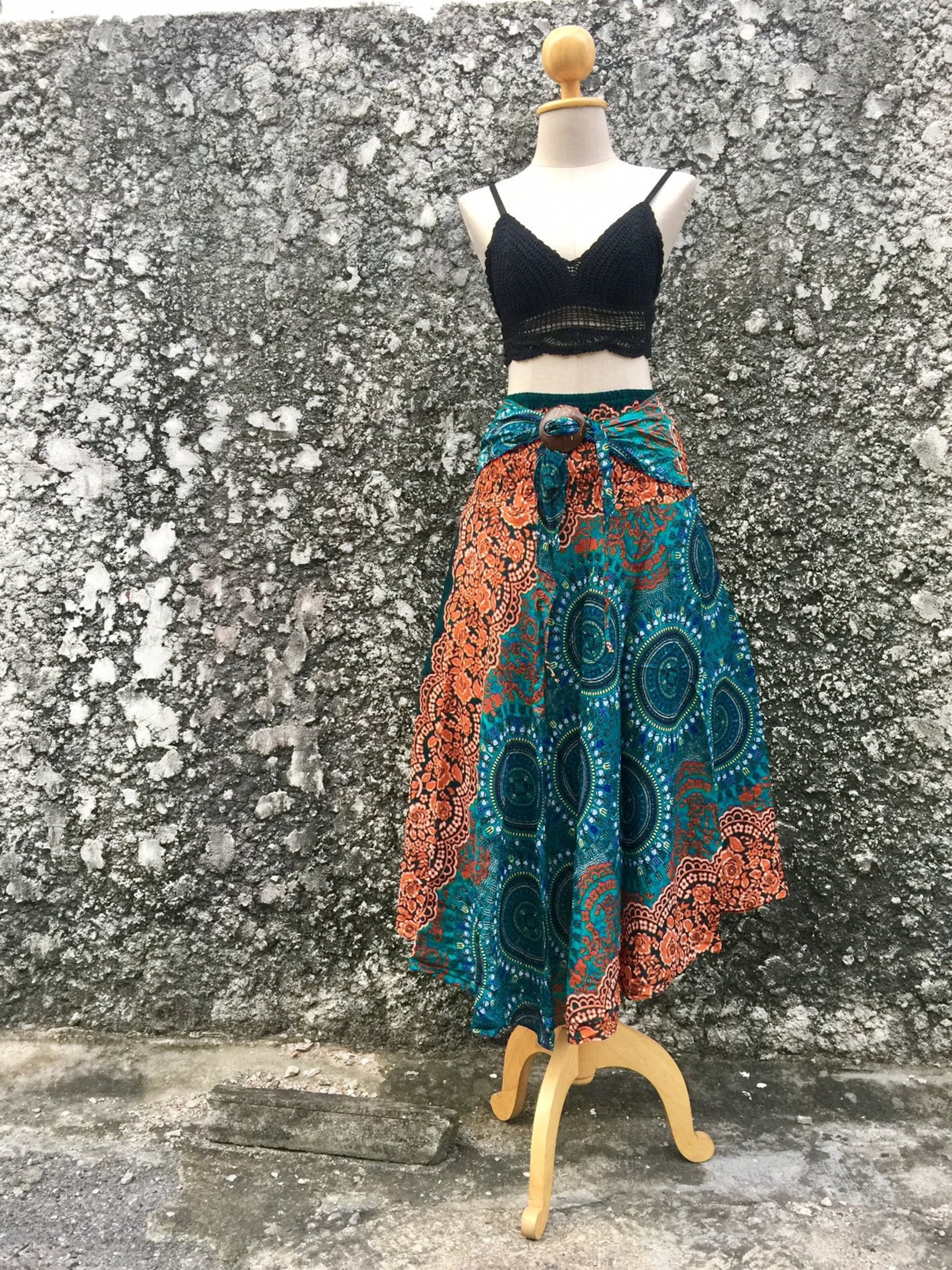 Hippie Maxi Skirt Dress Boho Gypsy Bohemian Chic Style Coconut Buckle ...