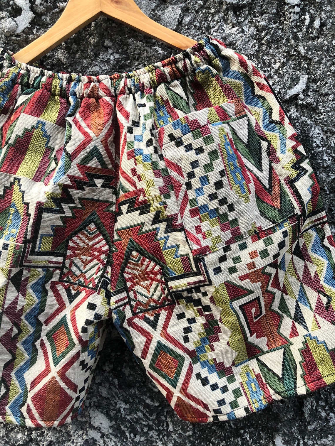 Abstract Shorts Men Woven Aztec Hippie Boho Festival Vegan | Etsy
