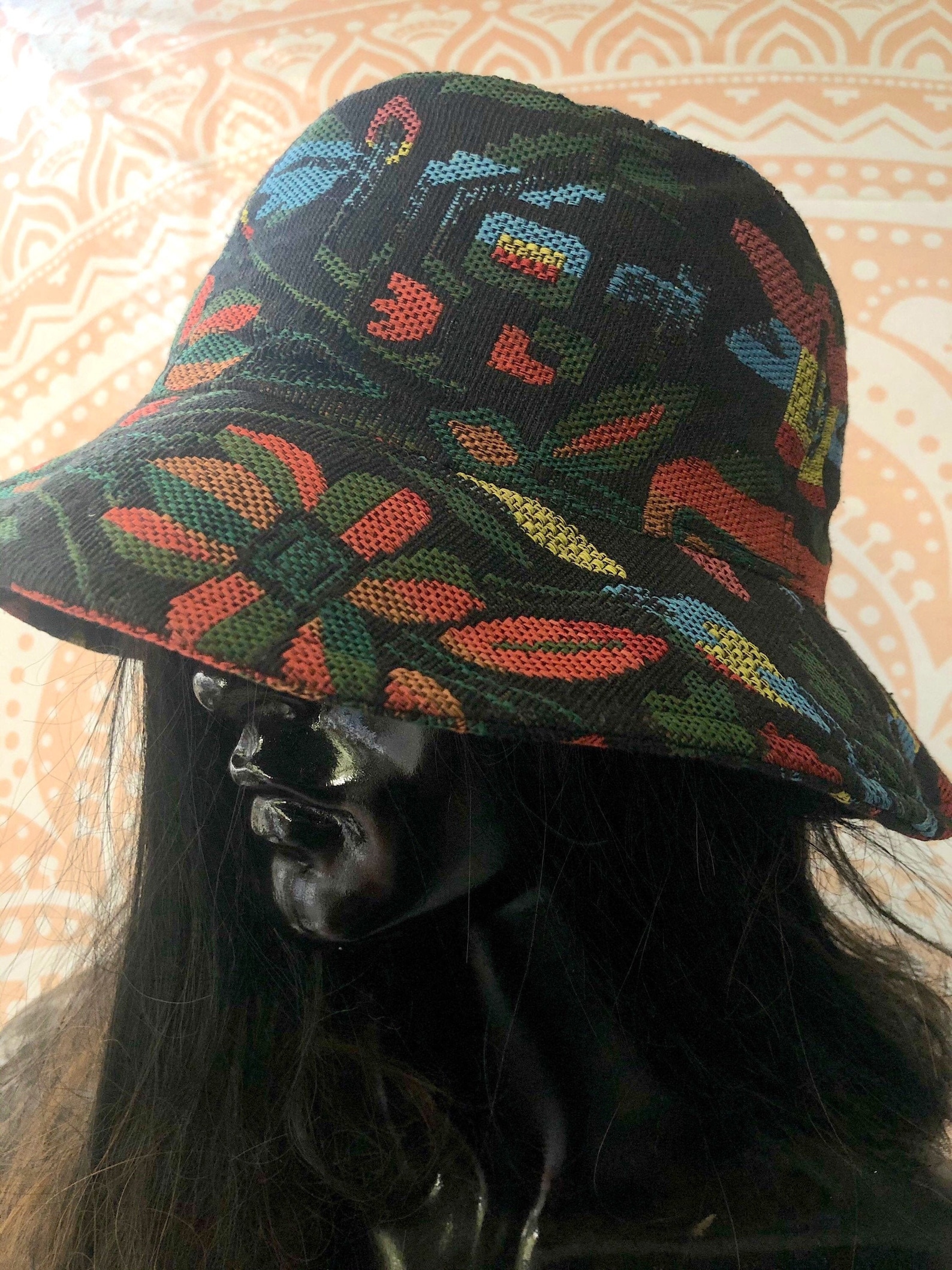 Geometric Bucket Hat Cotton Woven Hat Aztec Ikat Style Boho - Etsy