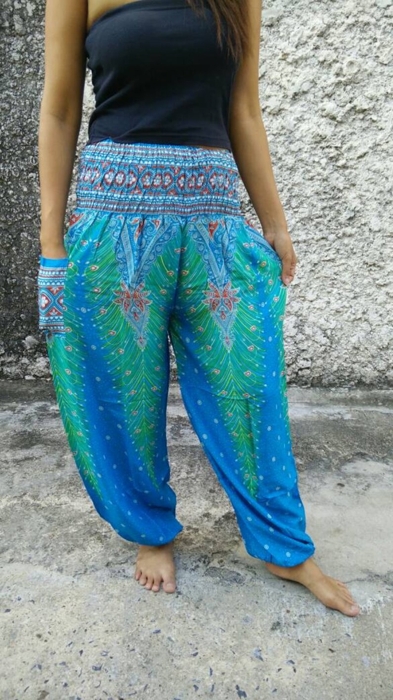 Peacock Printed Yoga Pants Hippies Boho Styles Gypsy Bohemian | Etsy