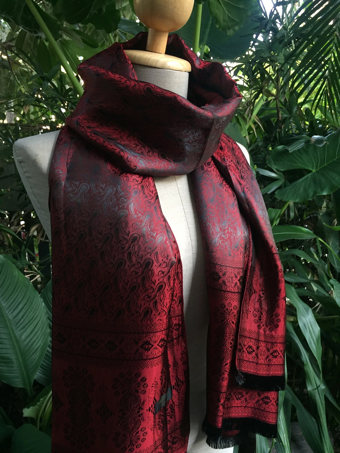 Thai silk scarf Shawl silk scarf headband Turban Boho elegant | Etsy