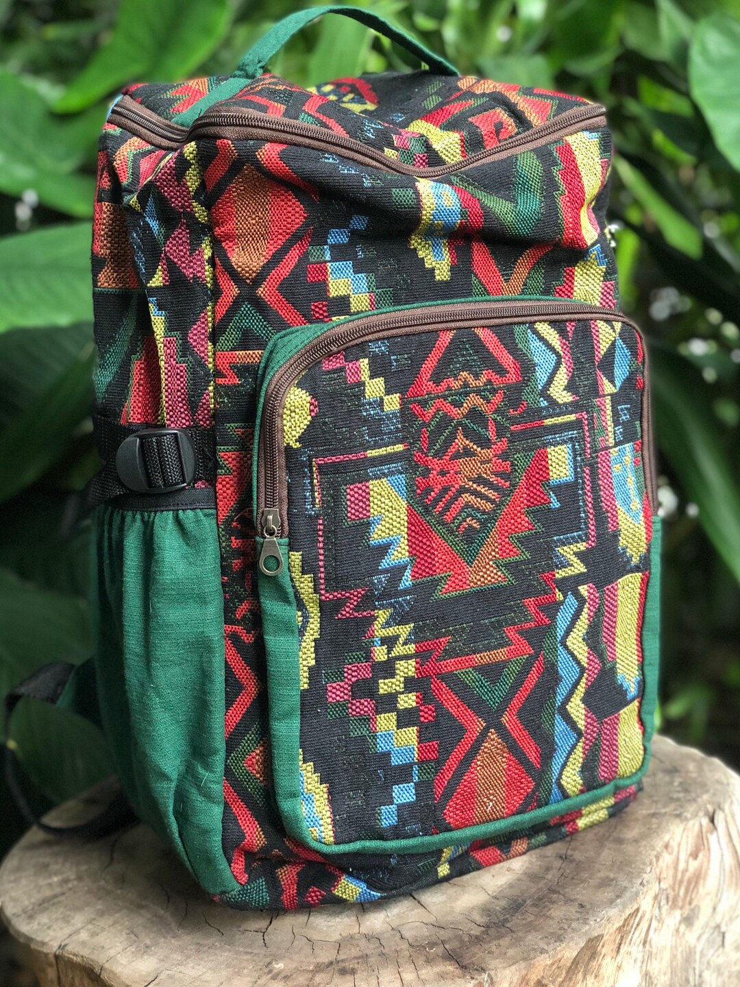 Aztec Bucket Backpack Hippie Boho Ikat Style Travel Luggage Festival ...