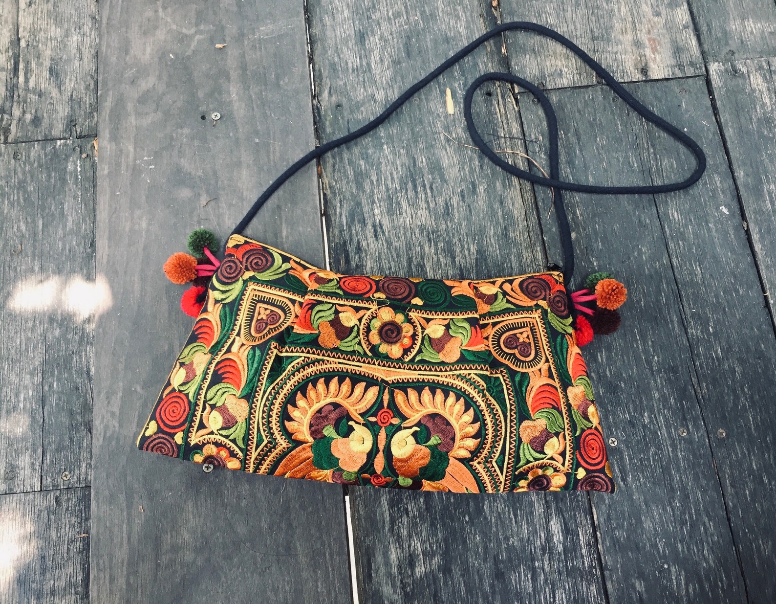 Embroidered Florals Boho Clutch Festival Purse Crossbody Bag Bohemian ...