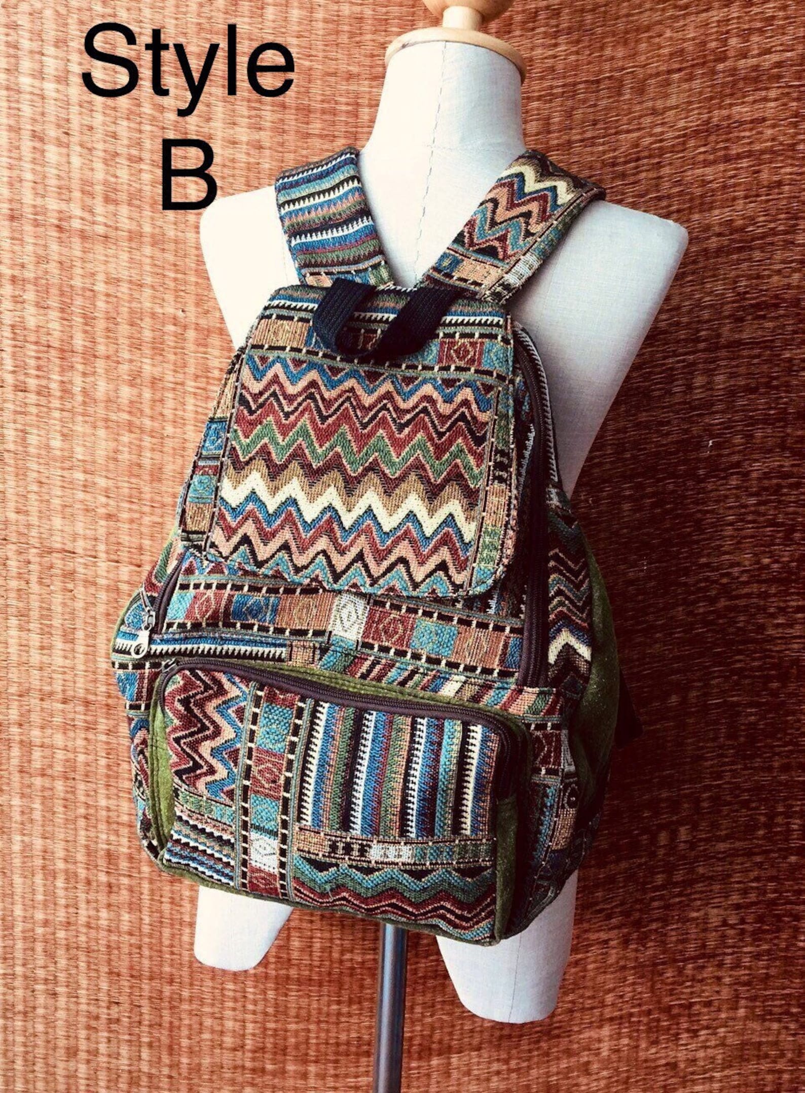 Tribal Woven Backpack Boho Aztec Hippie Southwestern Baja Pattern Style ...