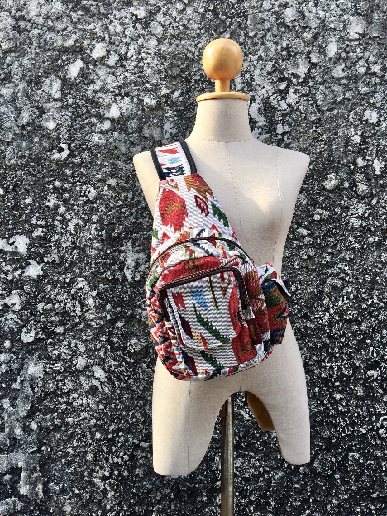 Aztec Ikat Sling Bag Backpack Ethnic Woven Men Women Hippie - Etsy