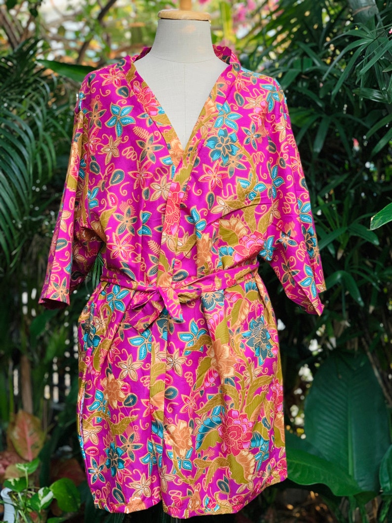 Floral Batik Rope Kimono Dress Bali Cardigan Boho Resort Wear - Etsy