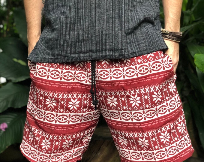 Fairisle Jacquard Shorts Red Nordic Snowflake Festival Xmas Party ...