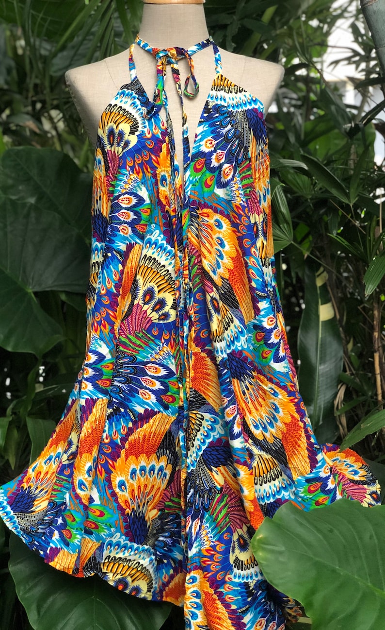 Butterfly Backless Dress Boho Halter Gypsy Colorful Sexy V | Etsy