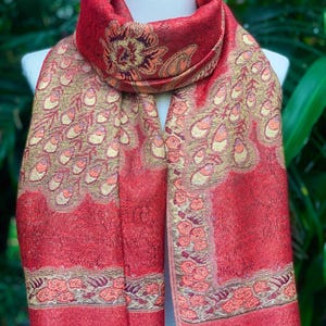 Butterfly Gold Thread Boho Pashmina Scarf Pashmina MAXIMALIST Red ...