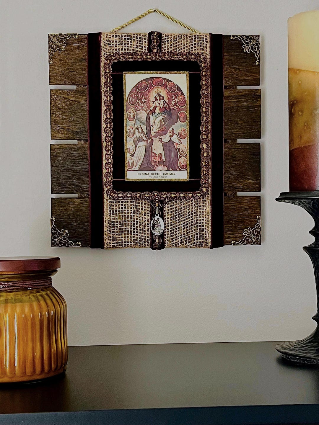 Our Lady of Mount Carmel Rustic Wall Art Handmade Catholic Home Decor ...
