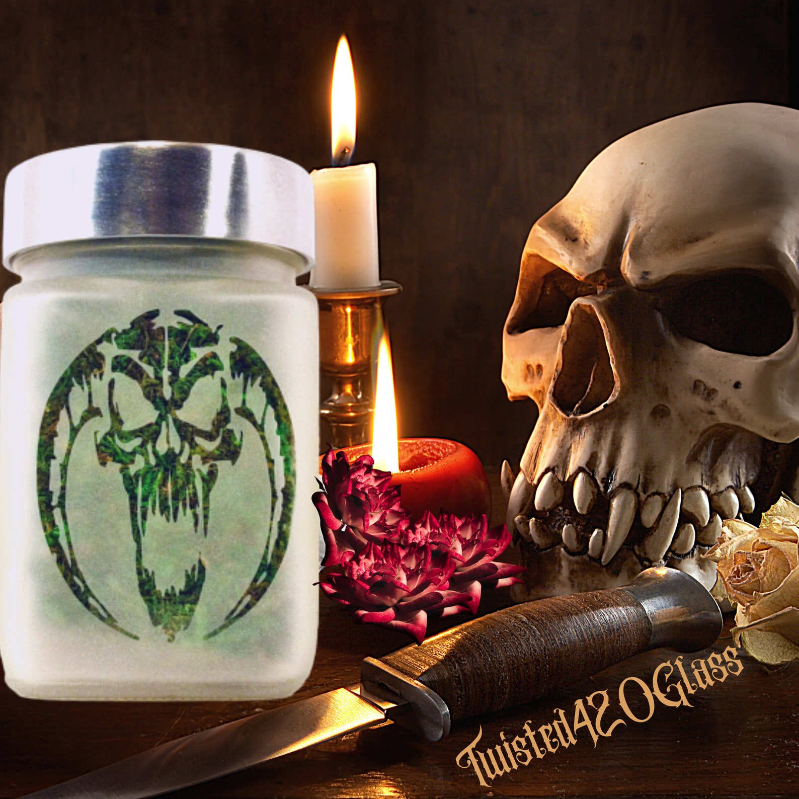 Twisted420glass Horned Demon Stash Jar, Occult & Pagan Altar Gift ...