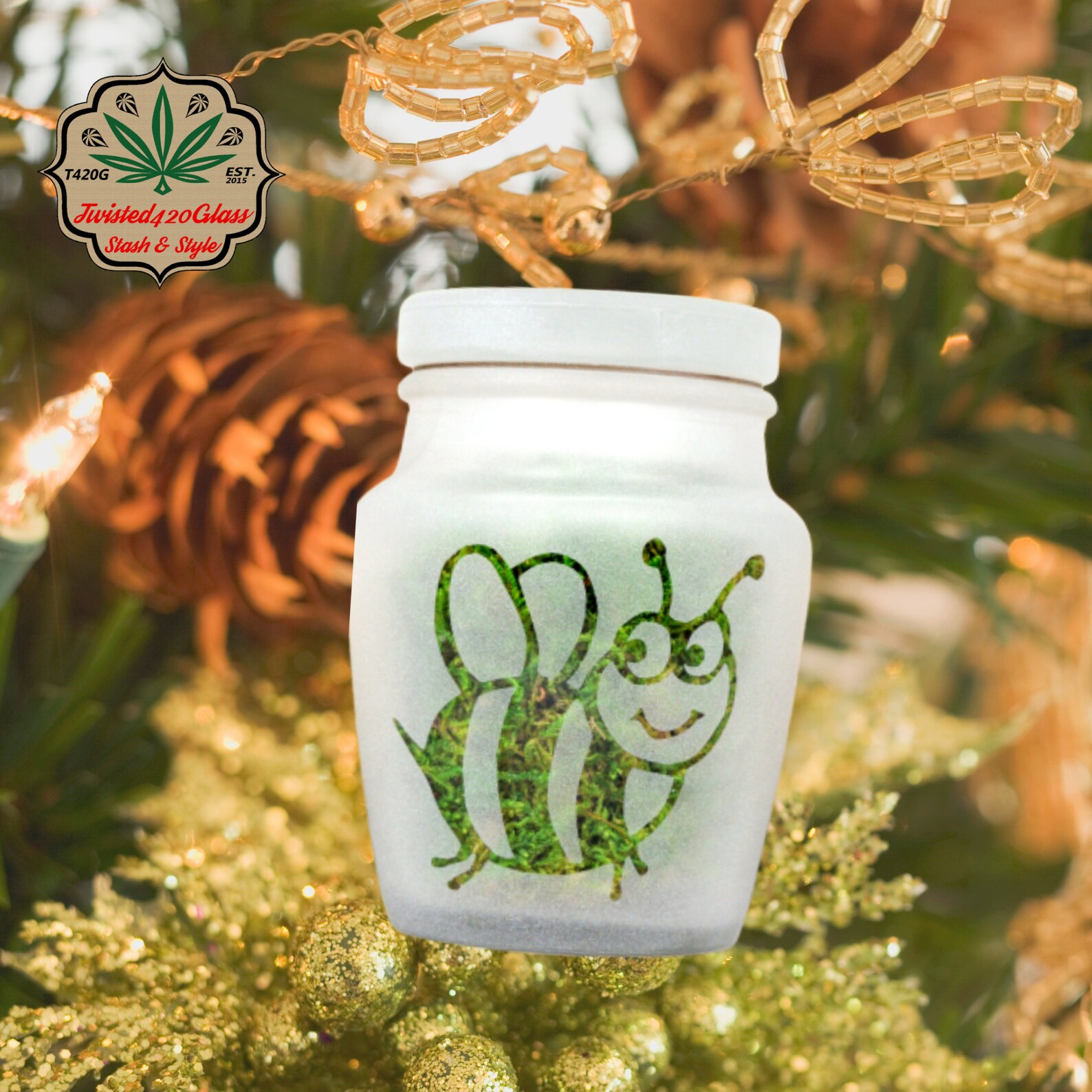 Sweet Honey Bee Etched Glass Stash Jar by Twisted420glass | Etsy