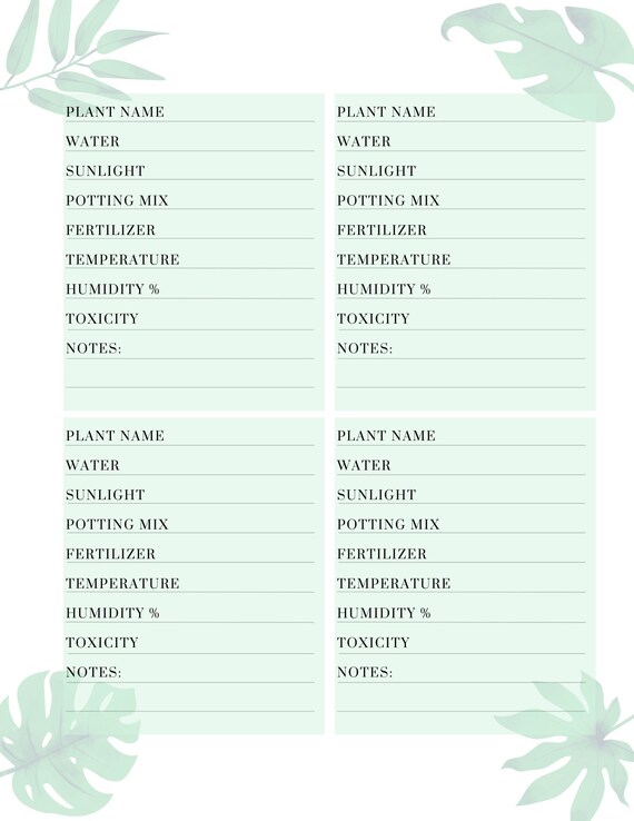 Plant Tracker Digital Download - Etsy